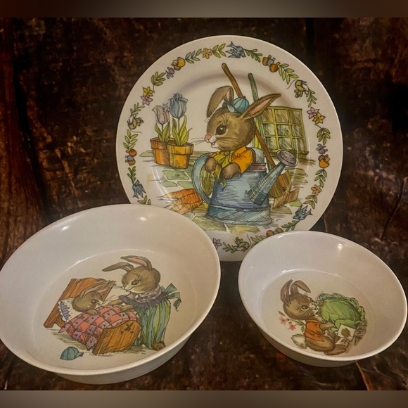 Oneida | Dining | Vintage Oneida Peter Rabbit Dining Plate Bowl 3 Pc ...